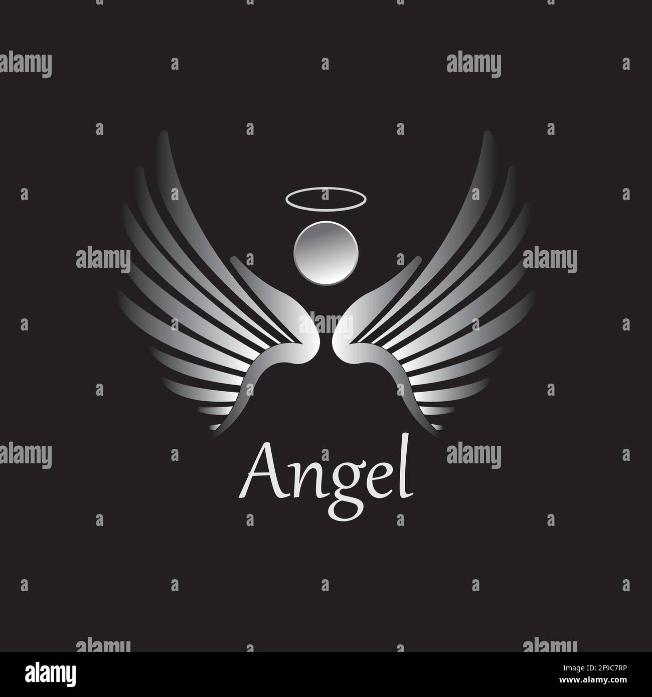 Angel icon illustration isolated on black background. Angel vector logo ...