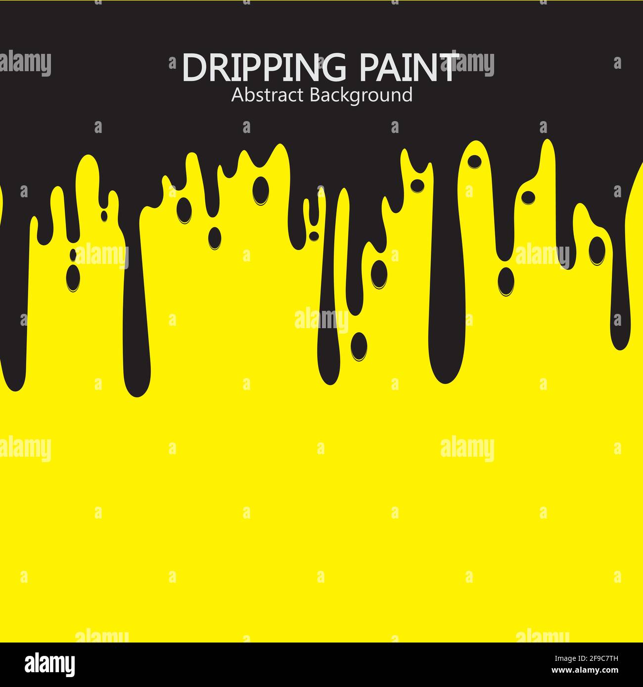 Black ink dripping paint spill leaking on yellow background. Vector ...