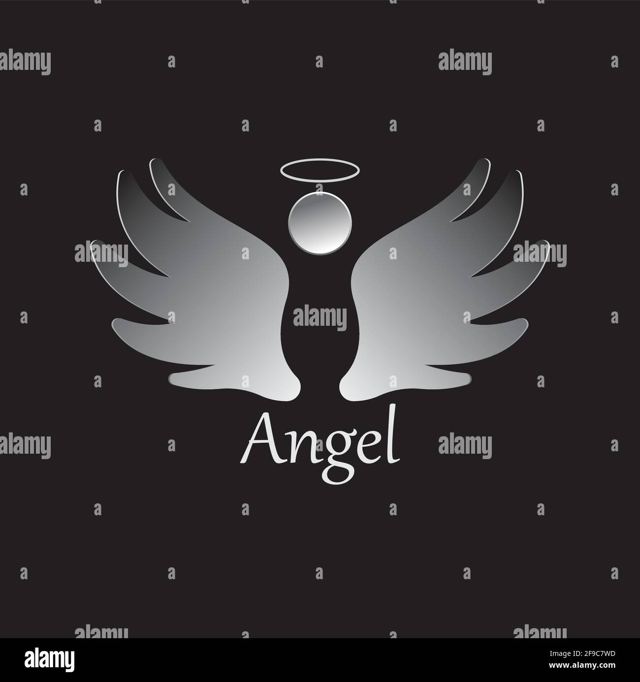Angel icon illustration isolated on black background. Angel vector logo ...