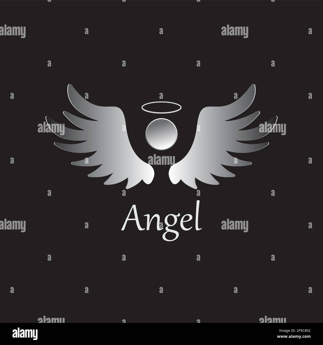 Angel icon illustration isolated on black background. Angel vector logo ...