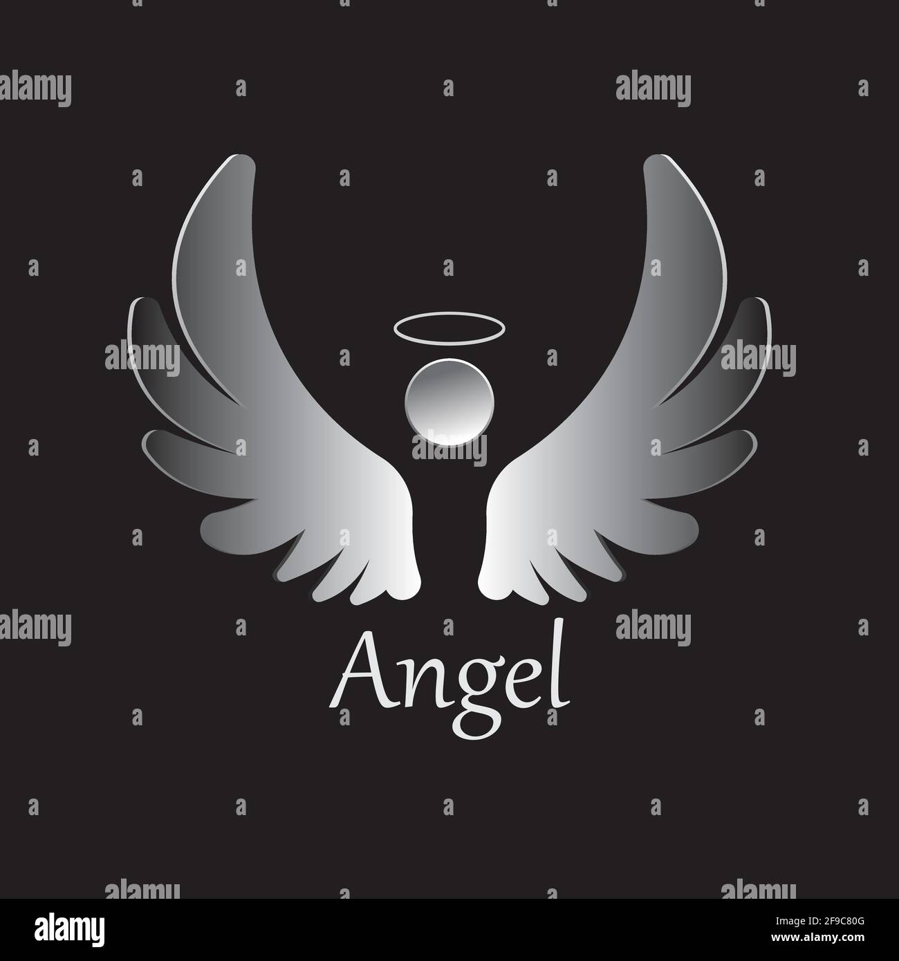 Angel icon illustration isolated on black background. Angel vector logo ...