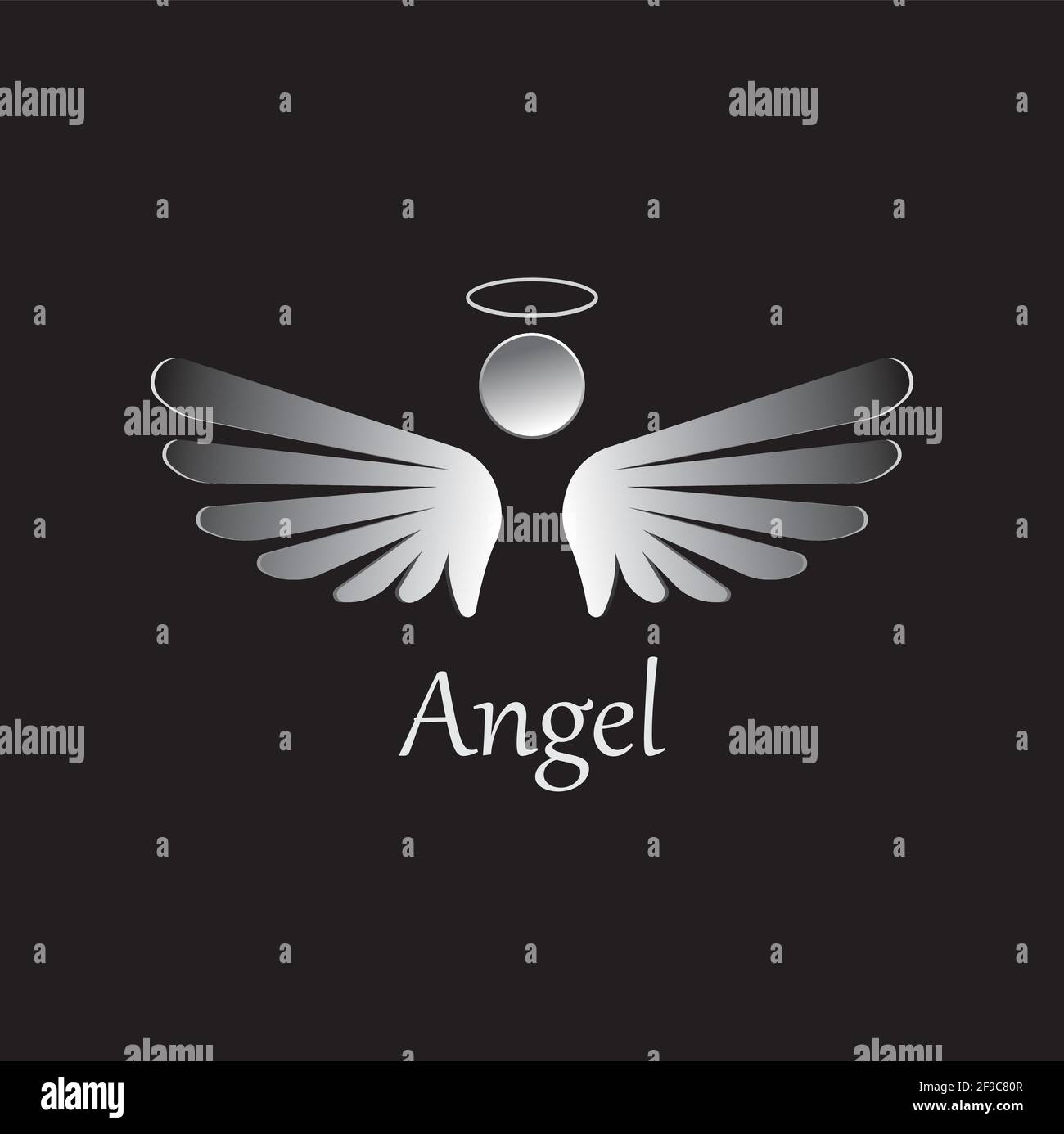 Angel icon illustration isolated on black background. Angel vector logo ...