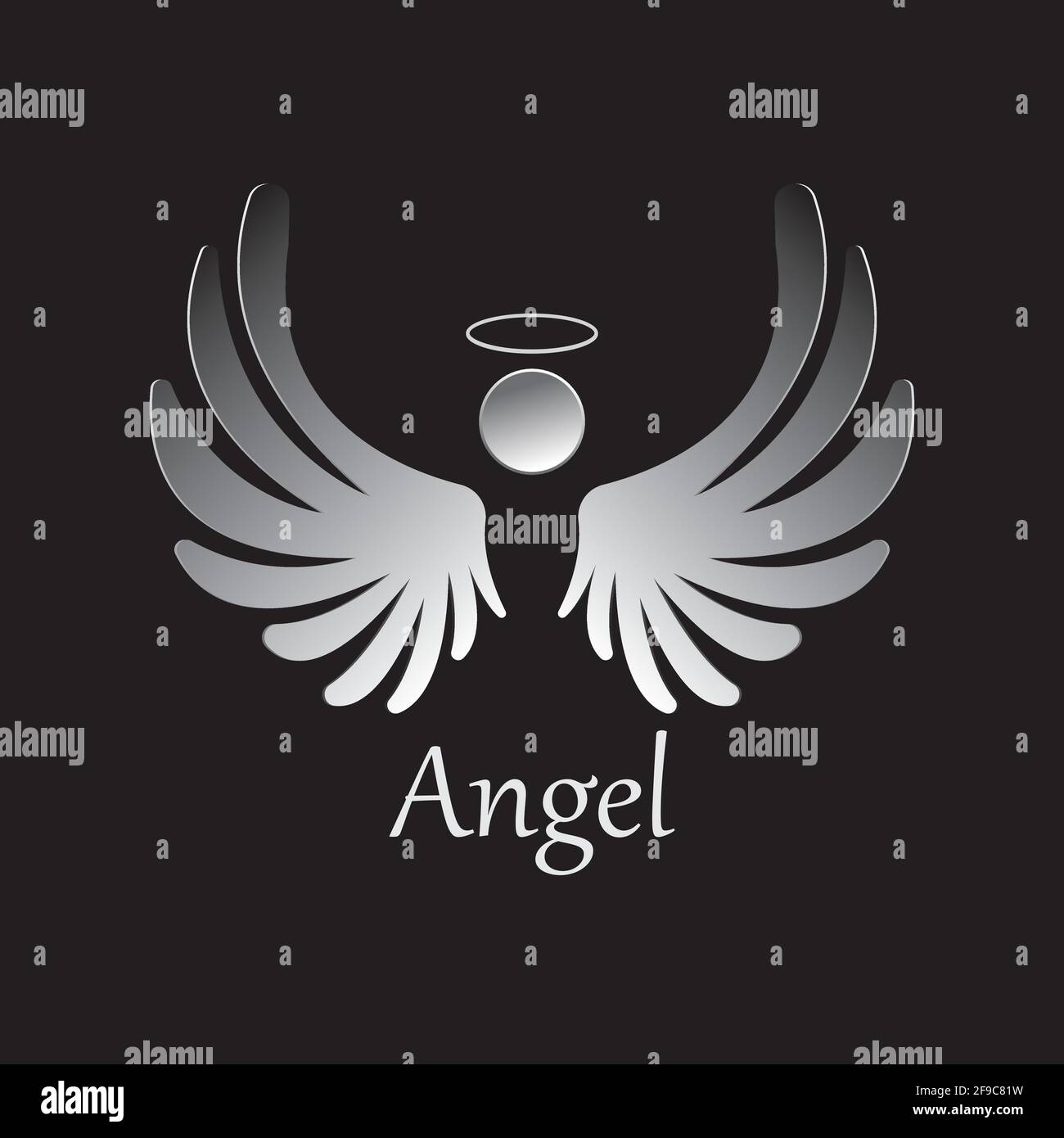 Angel icon illustration isolated on black background. Angel vector logo ...