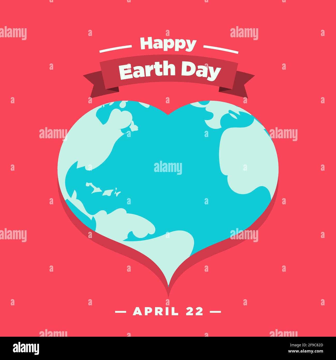 Happy Earth Day poster template, April 22, Earth In heart flat ...