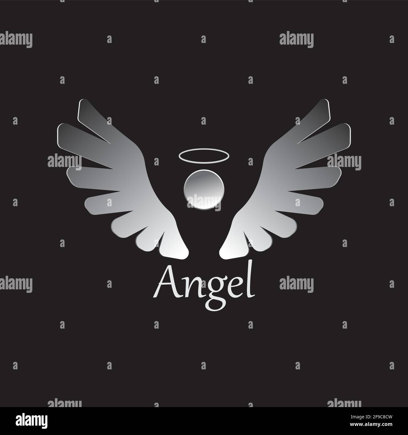 Angel icon illustration isolated on black background. Angel vector logo ...