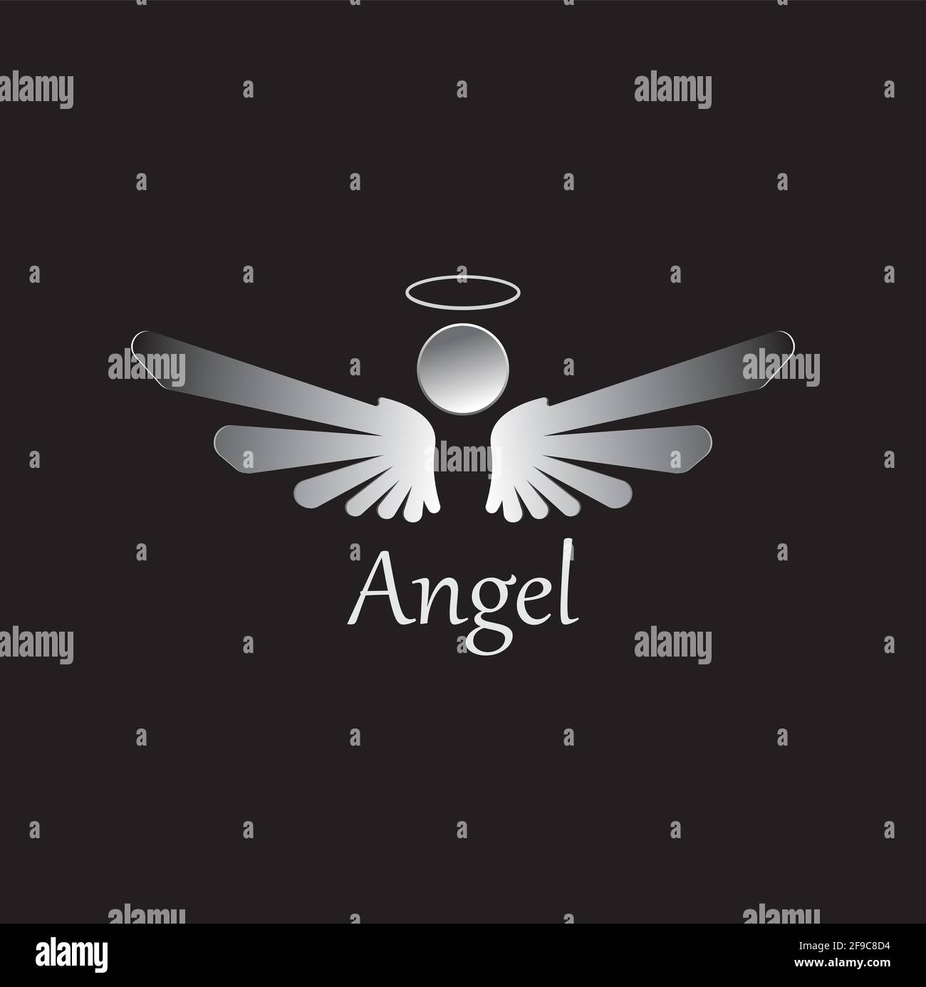 Angel icon illustration isolated on black background. Angel vector logo ...