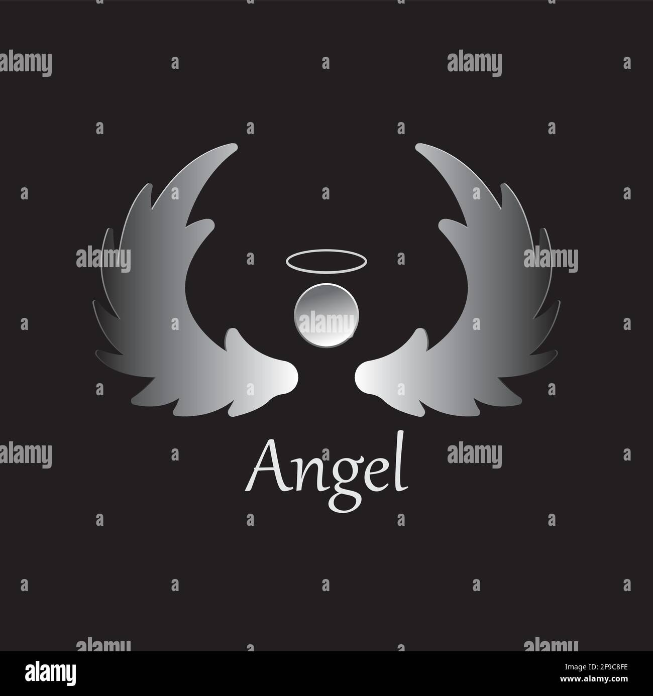 Angel icon illustration isolated on black background. Angel vector logo ...