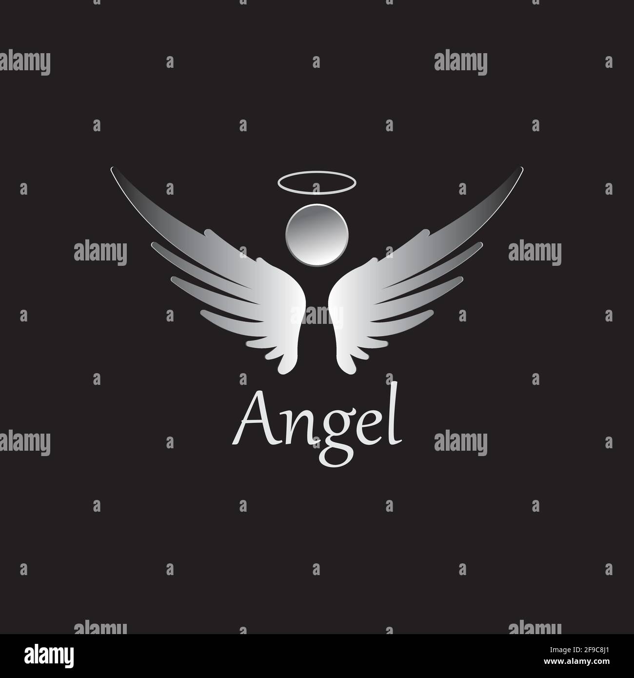 Angel icon illustration isolated on black background. Angel vector logo ...