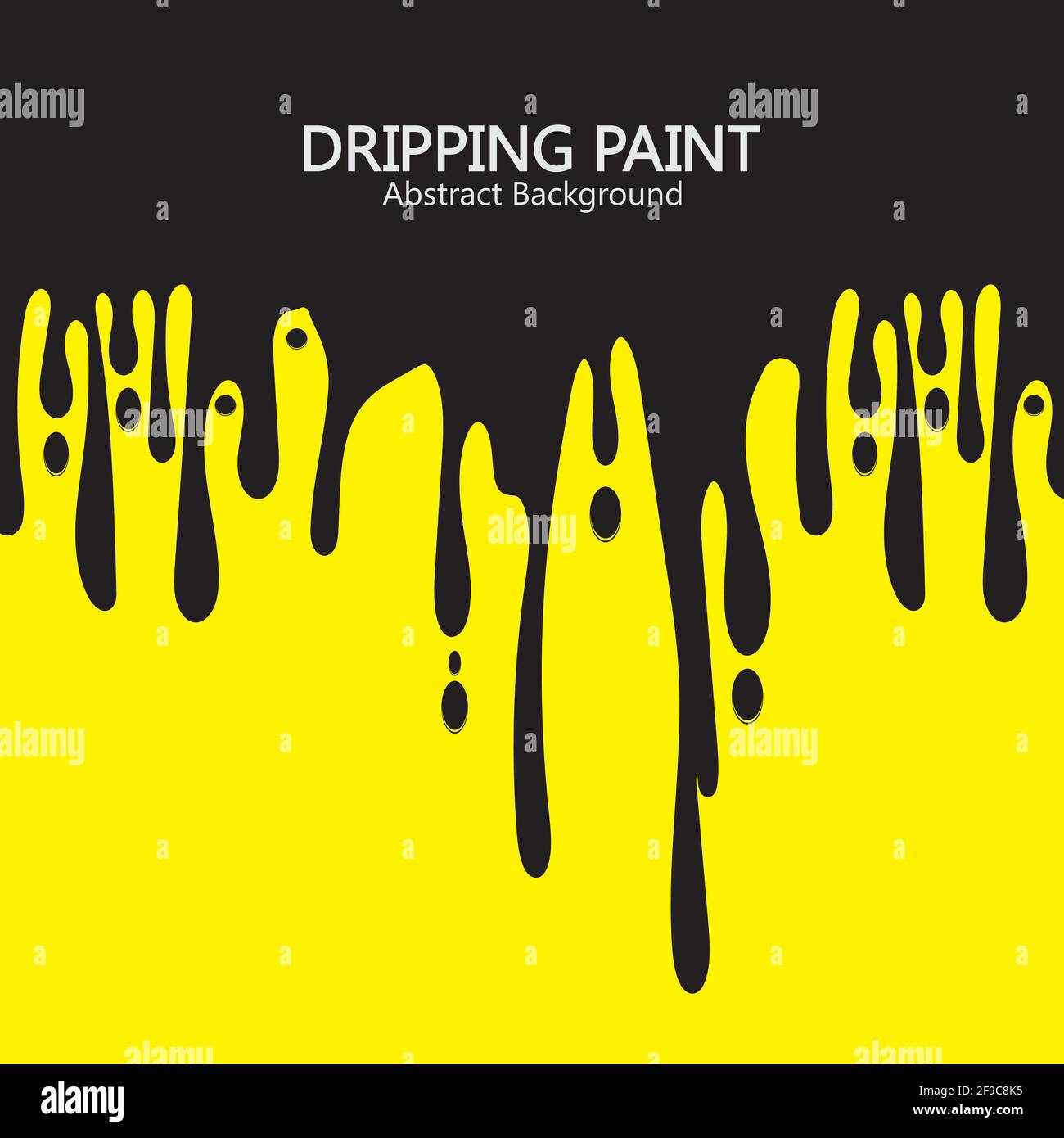 Black ink dripping paint spill leaking on yellow background. Vector ...