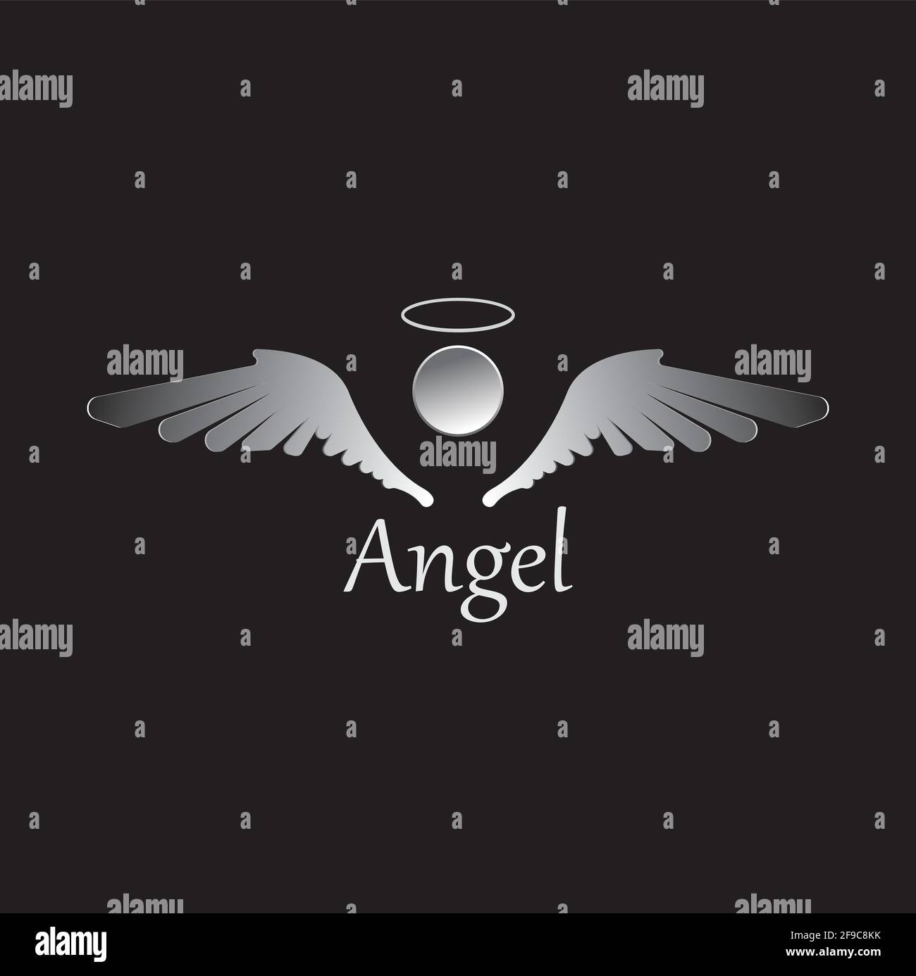 Angel icon illustration isolated on black background. Angel vector logo ...