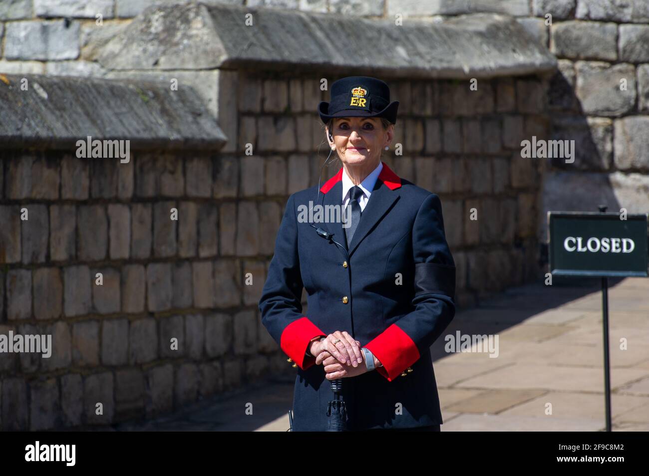 Windsor, Berkshire, UK. 17th April, 2021. Windsor Castle Warden Monica ...