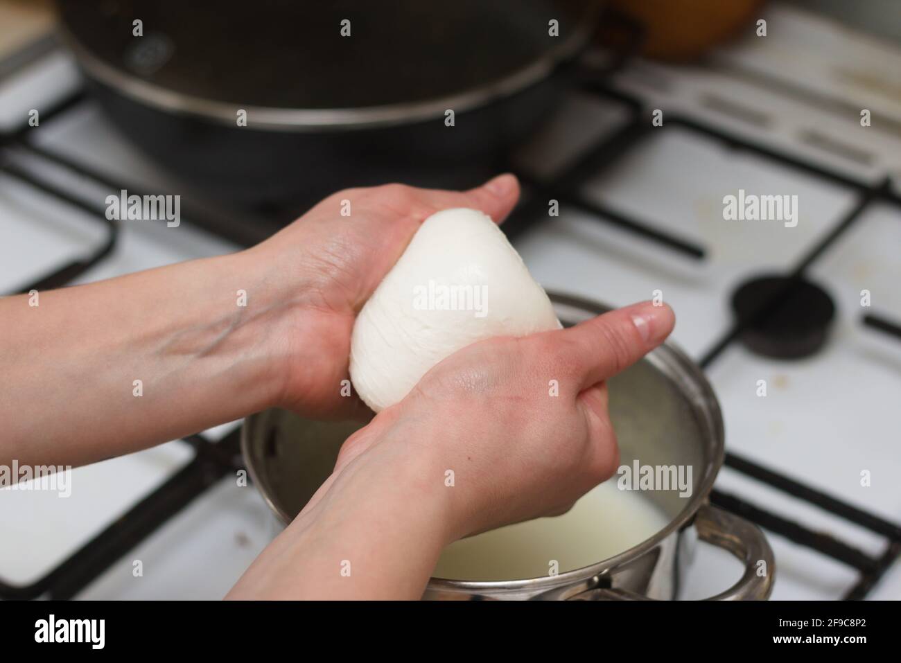 The process of making mozzarella at home Stock Photo - Alamy