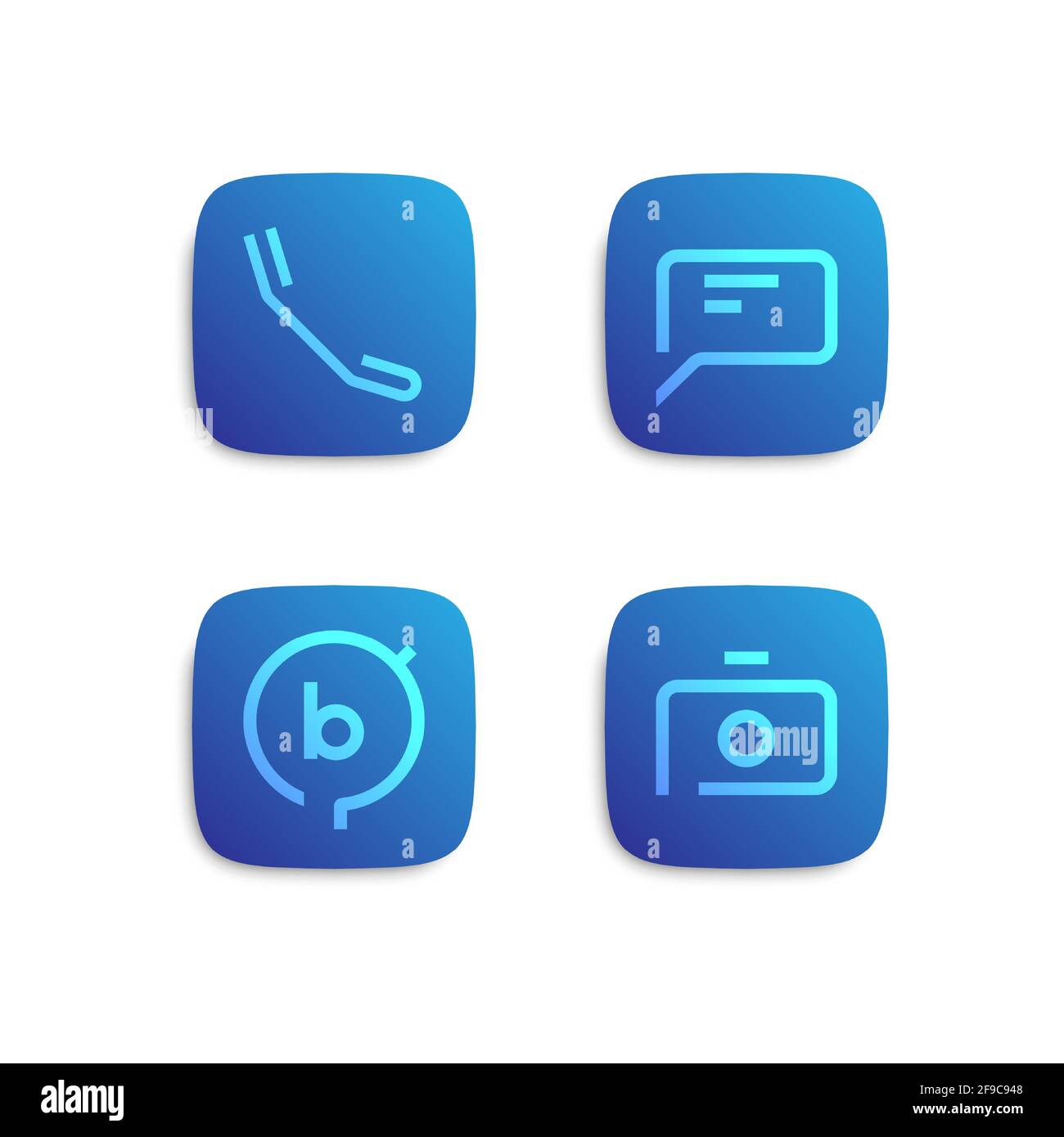 Icon set for the smartphone has a blue color. The vector illustration ...
