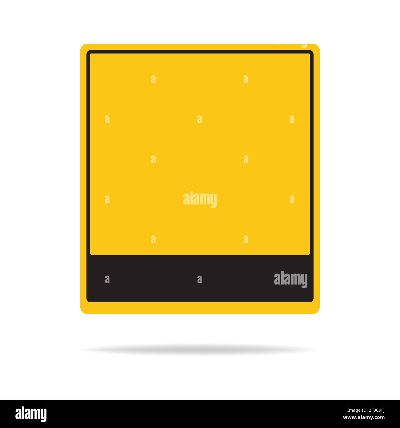 Rectangular warning sign with a blank space and a yellow color is ...