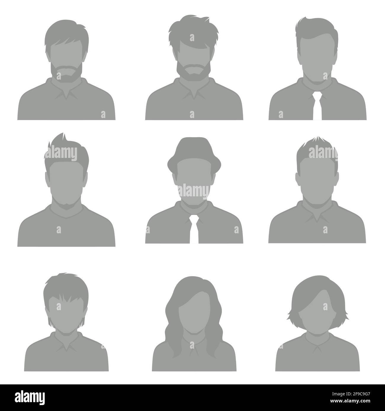 set of flat avatars, vector people icon, user faces design illustration ...