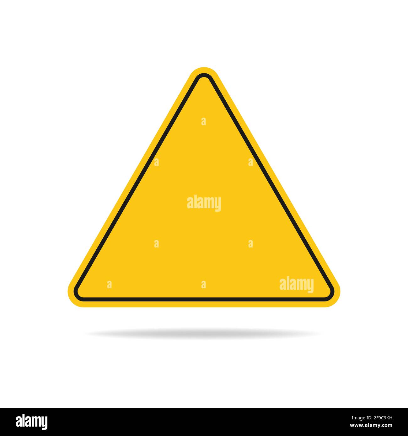 The blank triangular warning sign has a yellow color is isolated on a ...