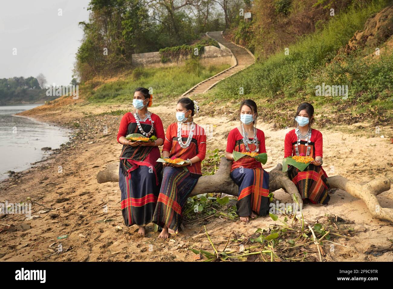 Rangamati, Rajbari Ghat, Bangladesh. 12th Apr, 2021. Women seen ...