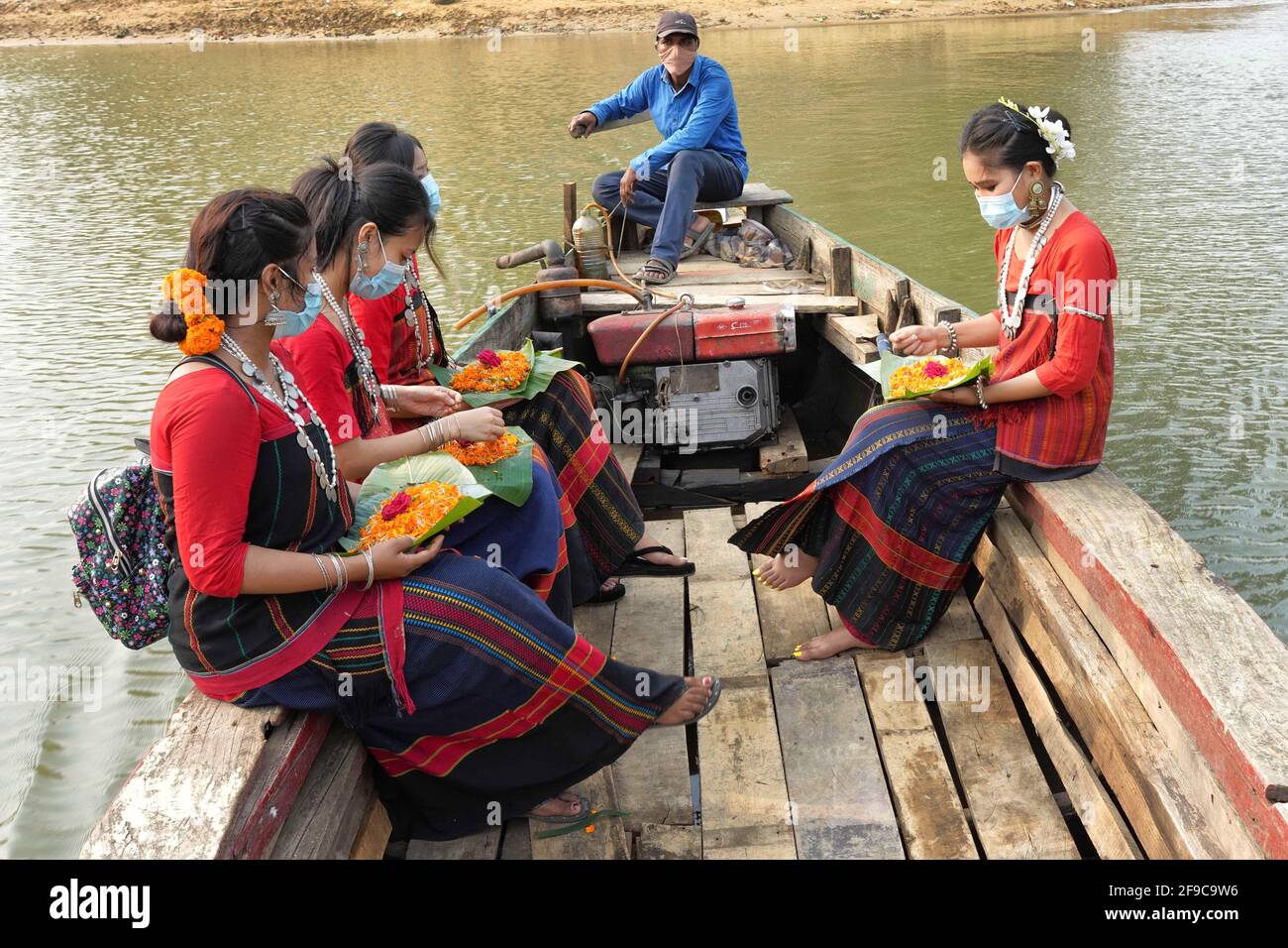 Rangamati, Rajbari Ghat, Bangladesh. 12th Apr, 2021. Women seen on a ...