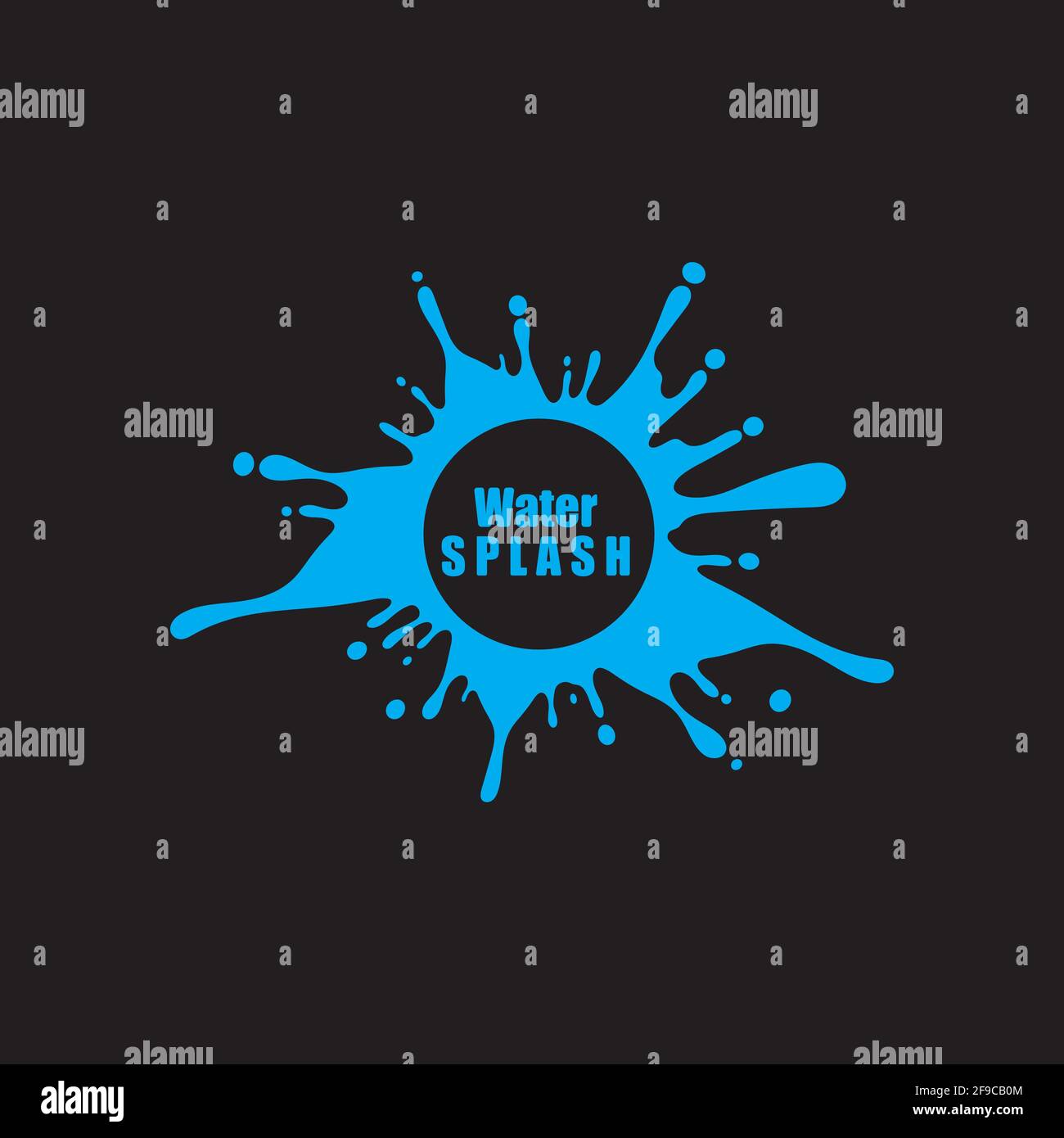 water splash blue color circle template on black background vector ...