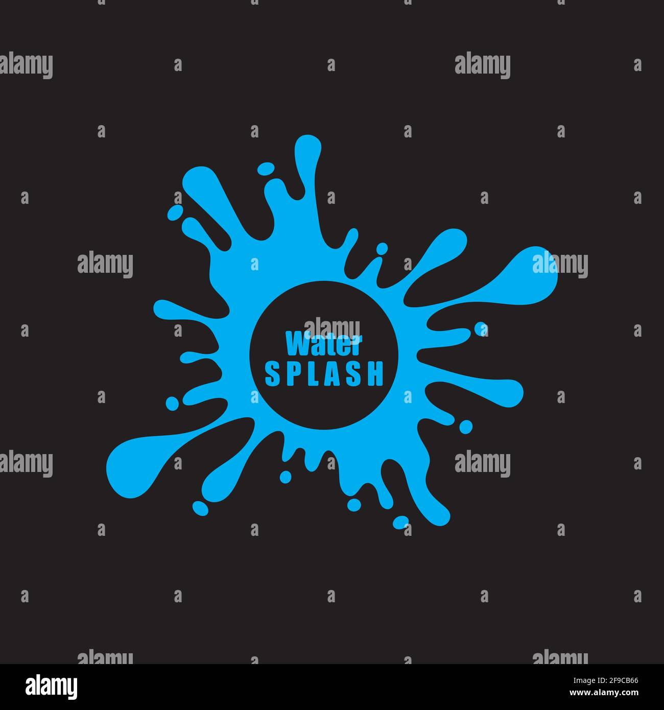 water splash blue color circle template on black background vector ...