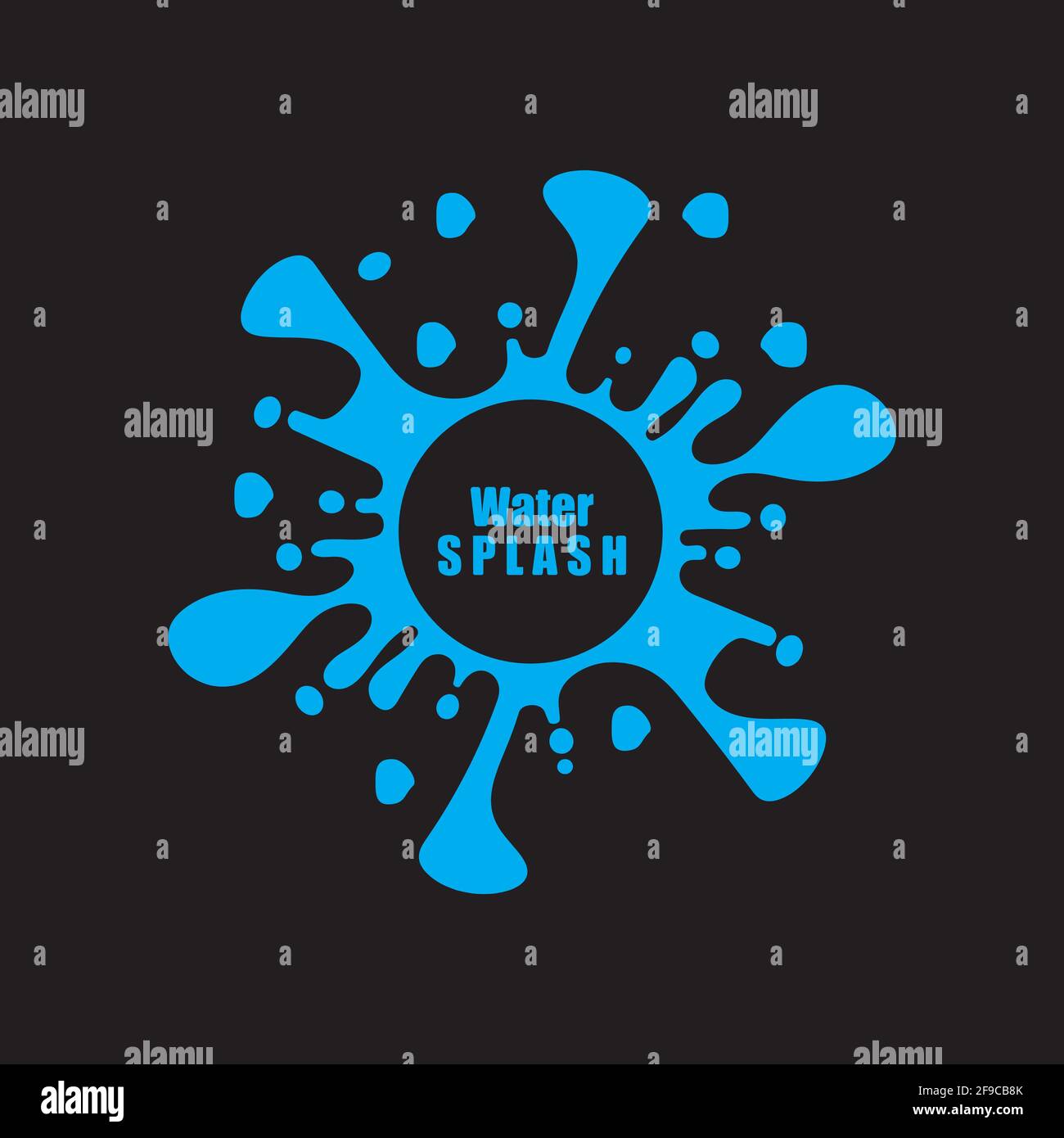 water splash blue color circle template on black background vector ...