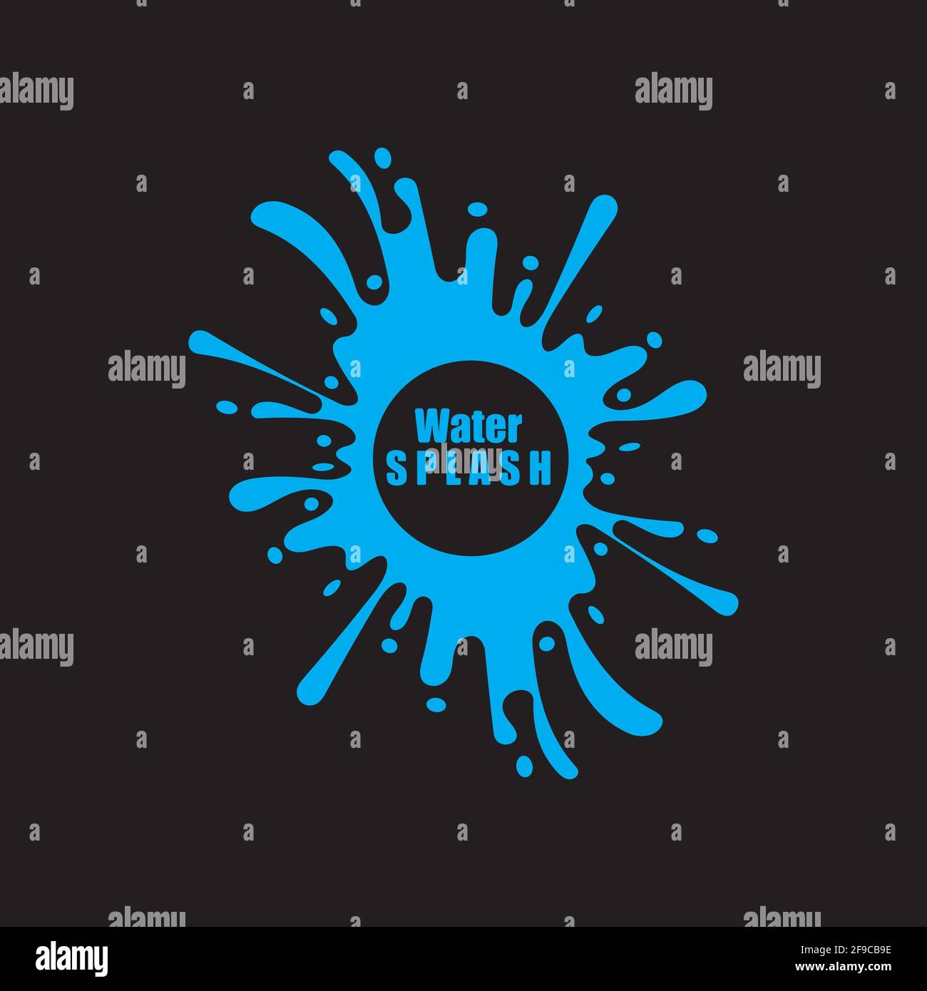 water splash blue color circle template on black background vector ...