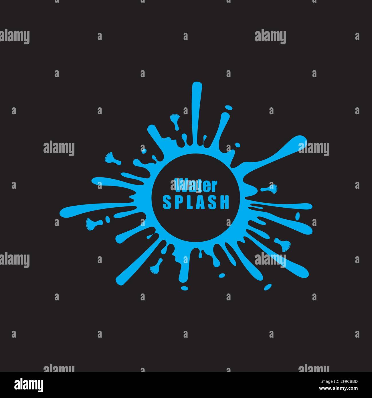 water splash blue color circle template on black background vector ...
