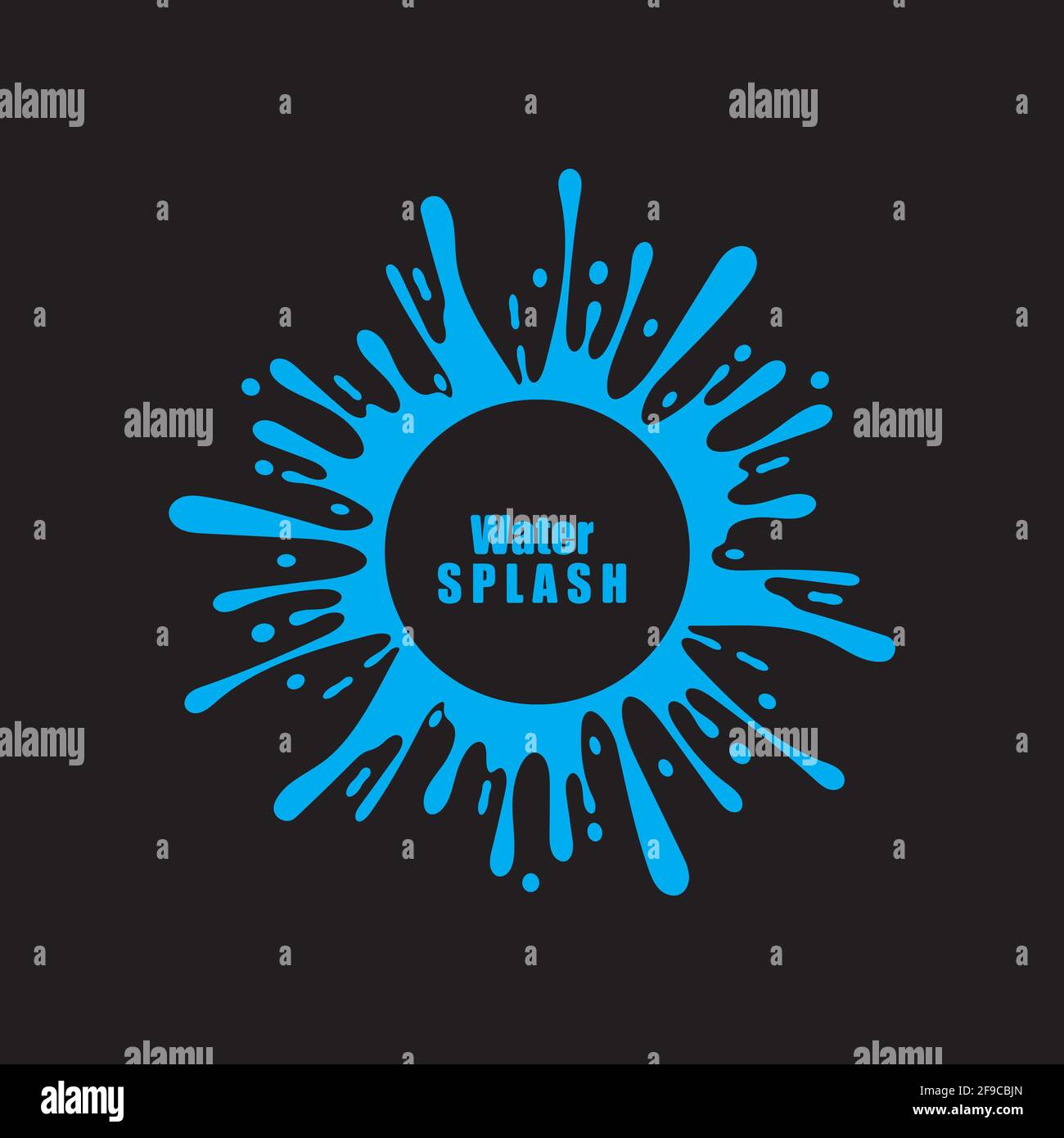 water splash blue color circle template on black background vector ...