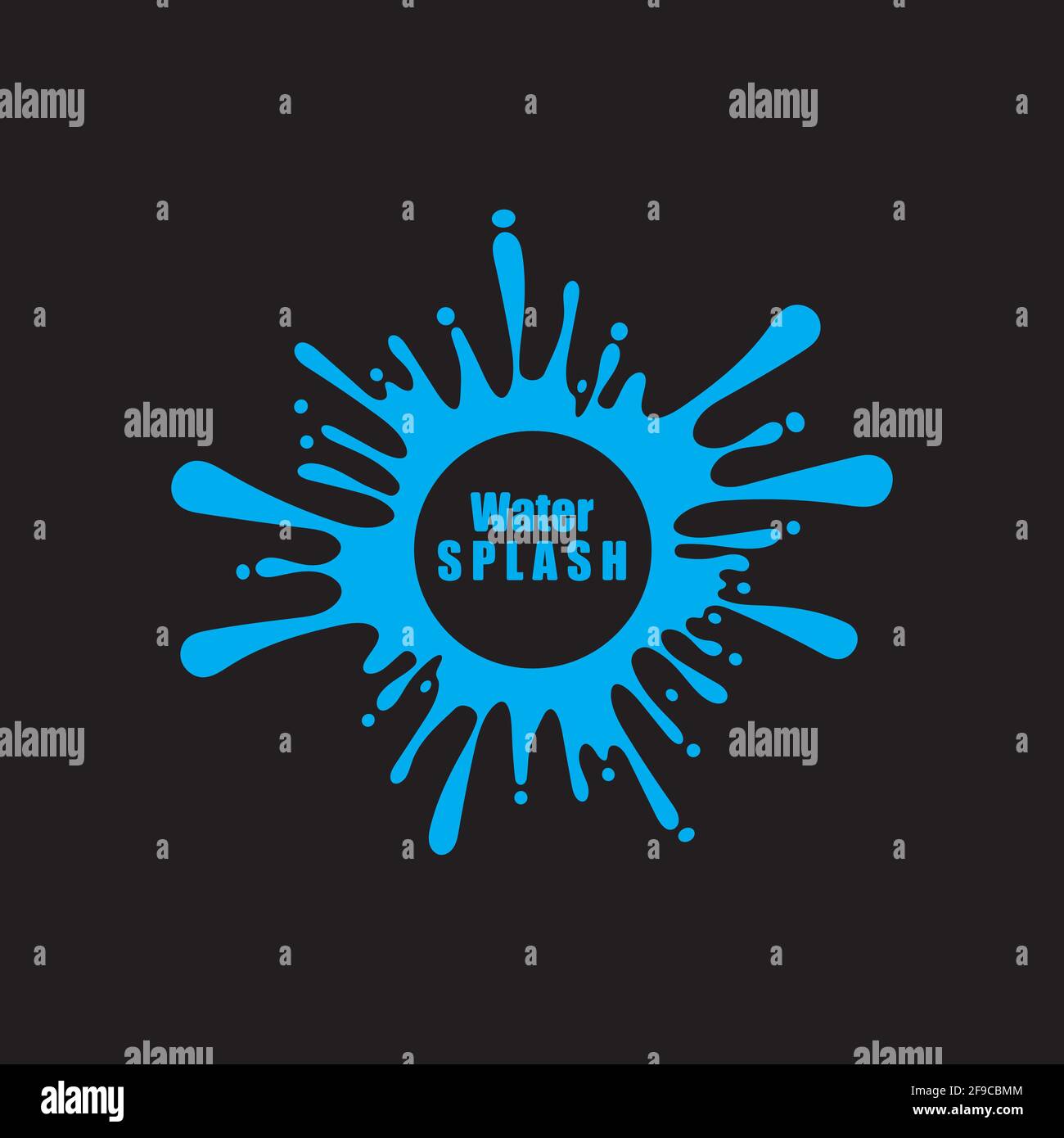 water splash blue color circle template on black background vector ...