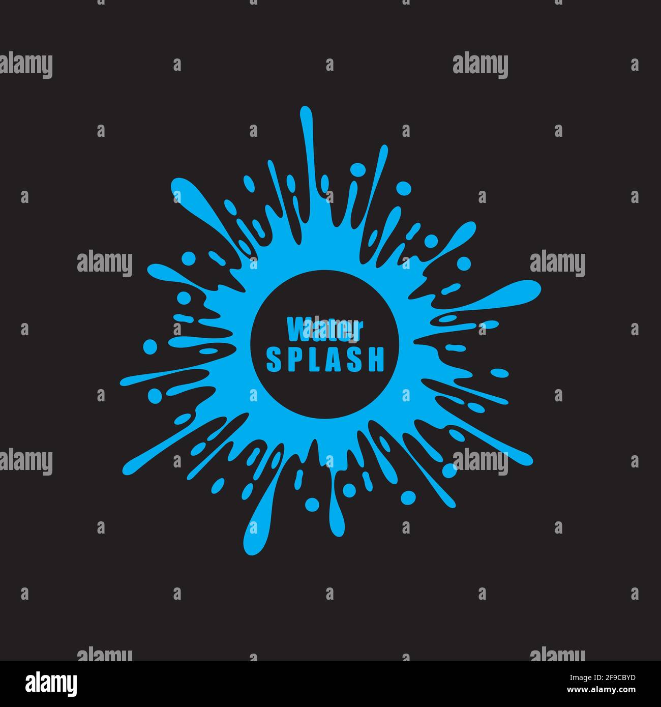 water splash blue color circle template on black background vector ...