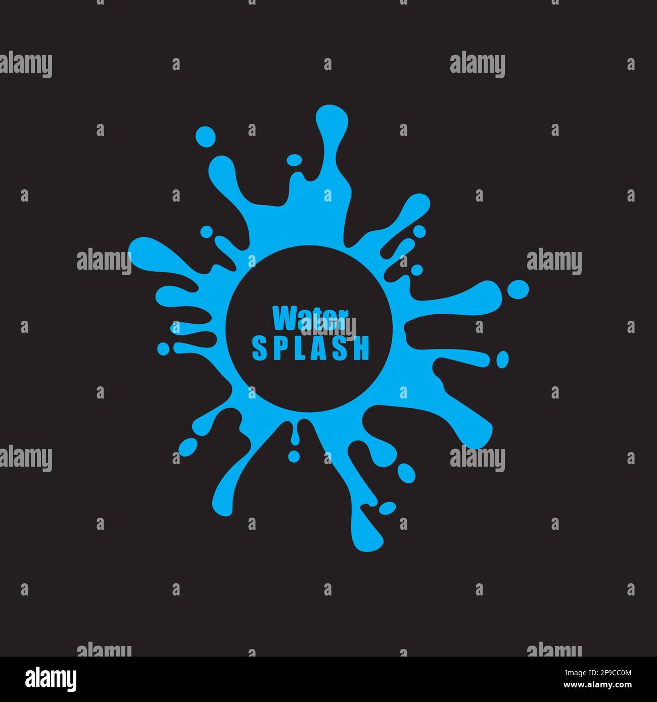 water splash blue color circle template on black background vector ...