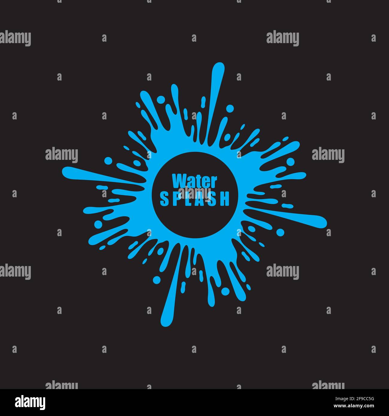 water splash blue color circle template on black background vector ...