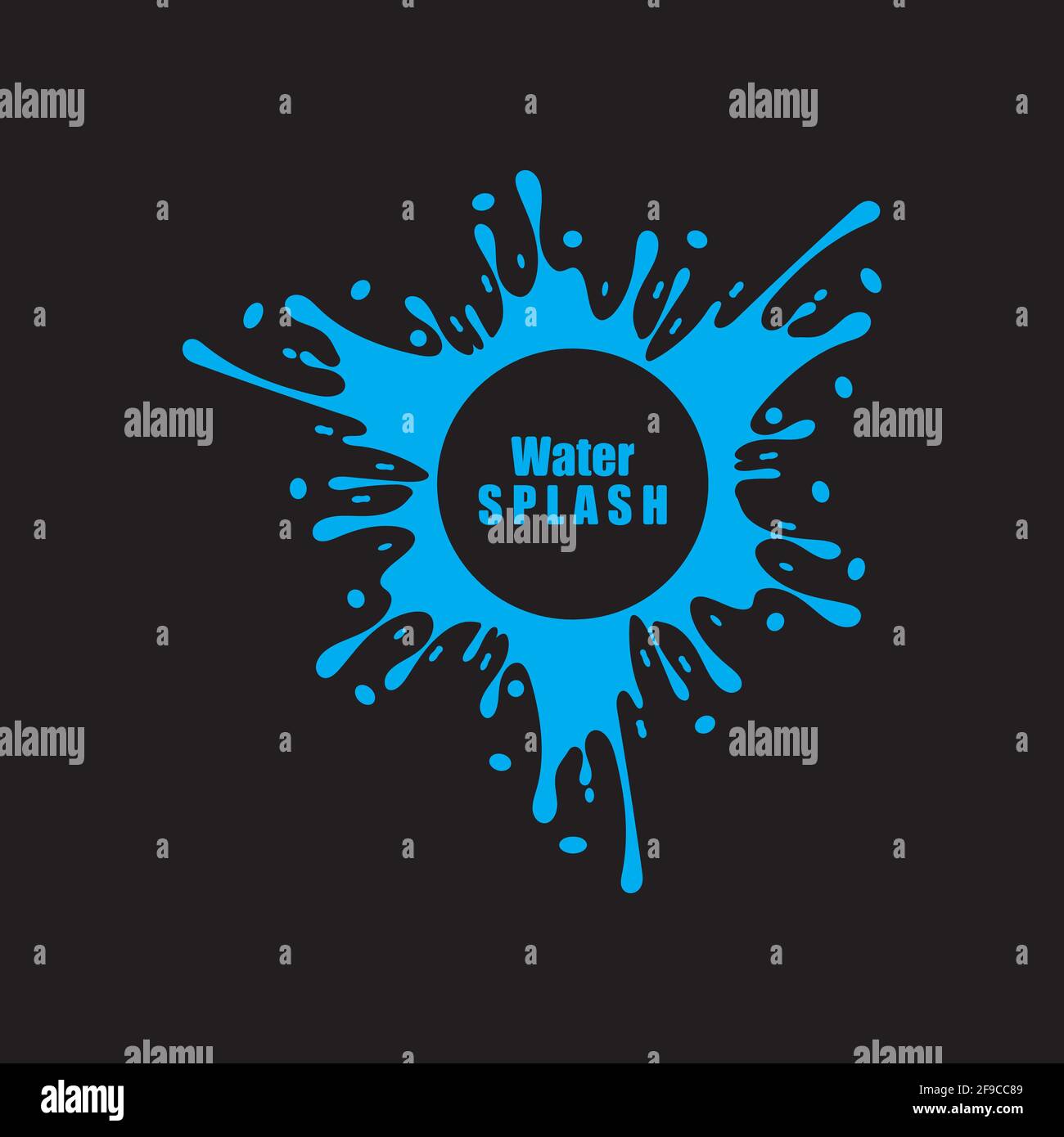 water splash blue color circle template on black background vector ...
