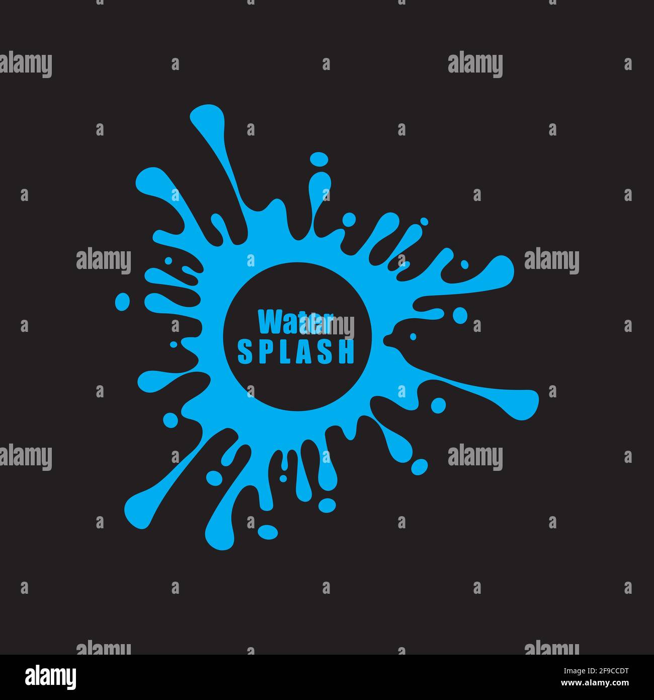 water splash blue color circle template on black background vector ...