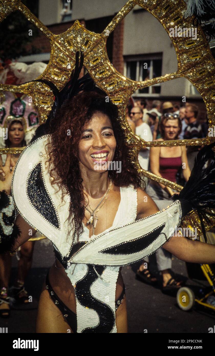 Dancer of a Brazilian samba group at the Carnival of Cultures of Berlin ...