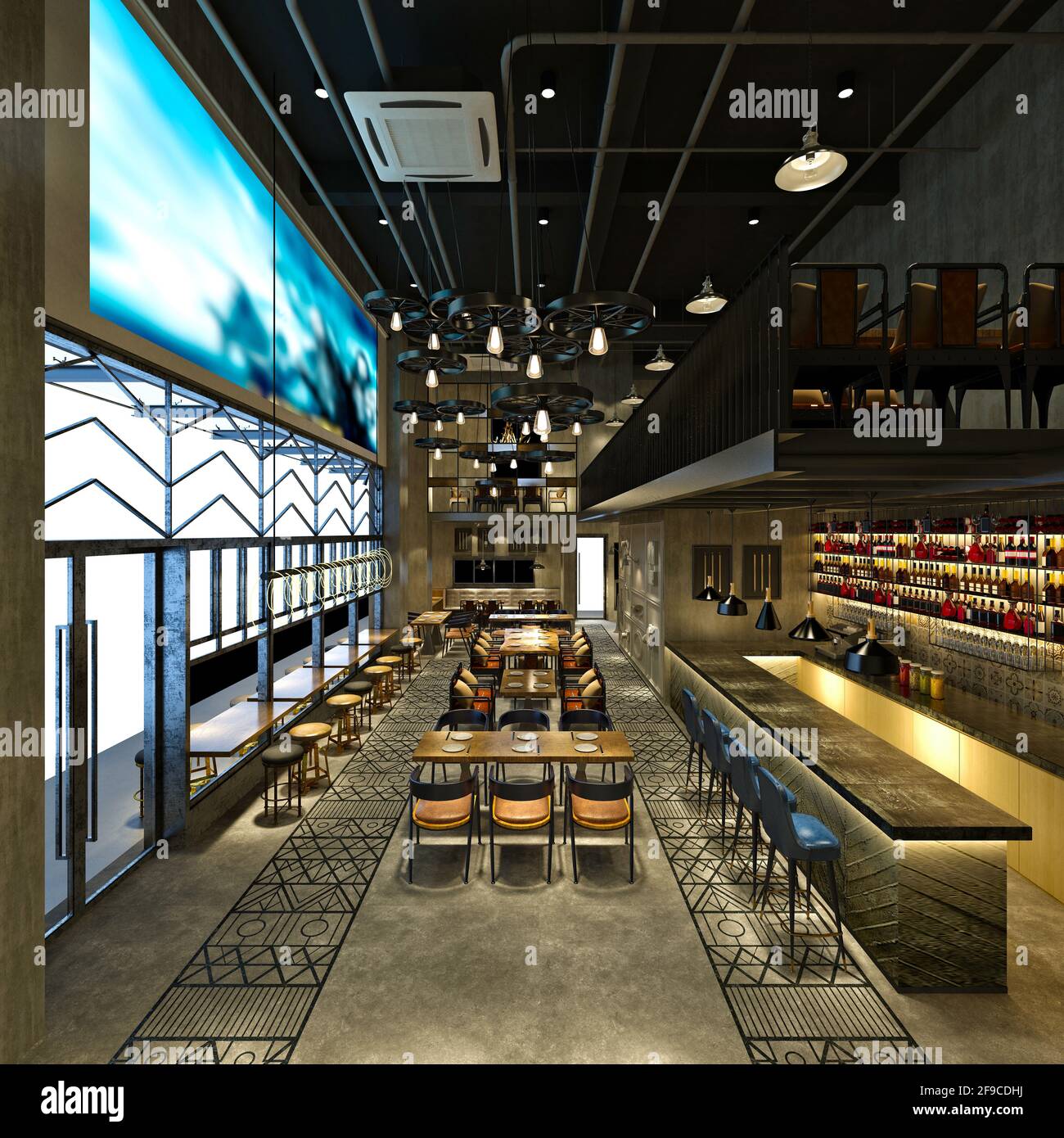 3d render of restaurant interior Stock Photo - Alamy