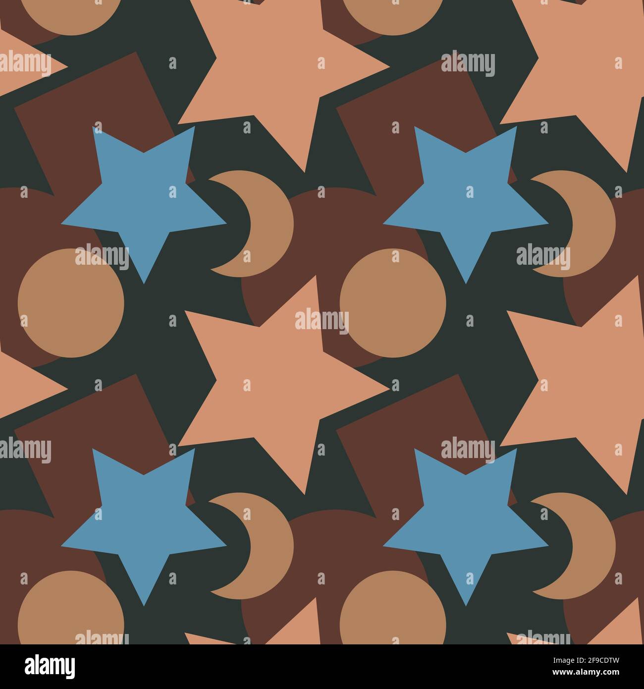 Seamless Texture Pattern On A Square Background Colored Geometric Shapes Stars Circles