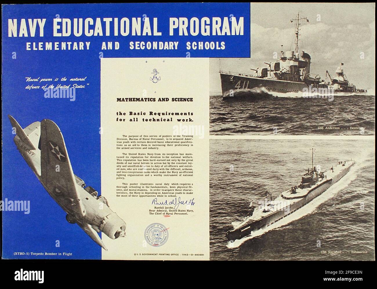 An American WW2 recruitment poster for the American Navy Stock Photo ...