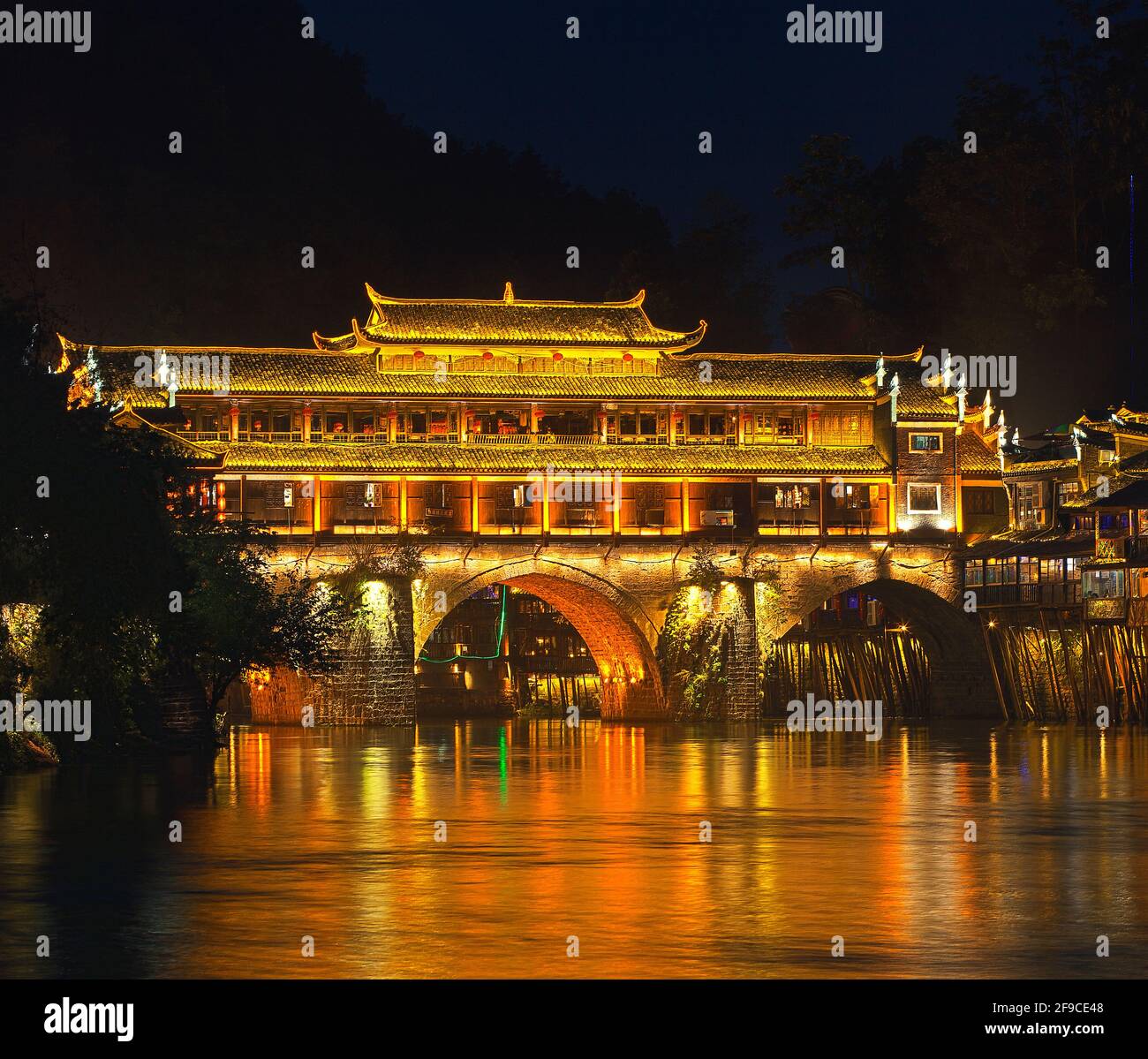 The ancient city of phoenix in hunan province at night Stock Photo - Alamy