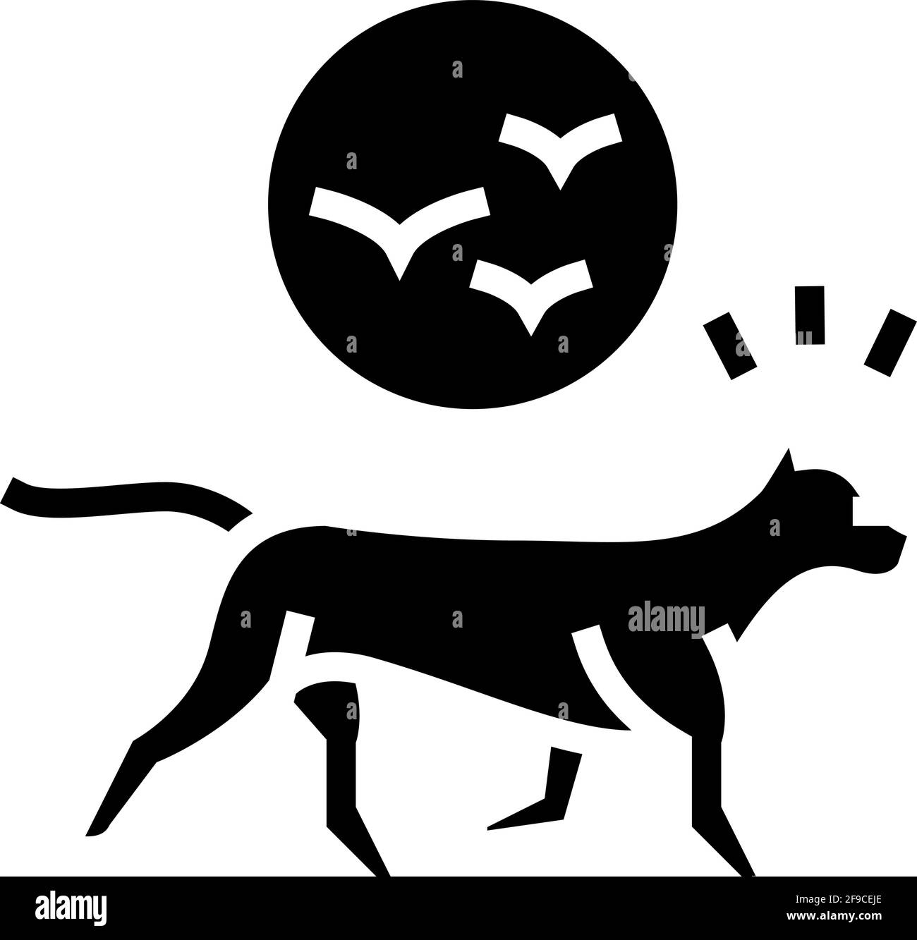 dog chasing birds line icon vector illustration Stock Vector Image ...