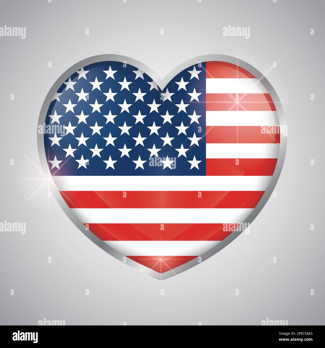 Isolated heart shape with the USA flag - Vector illustration Stock ...