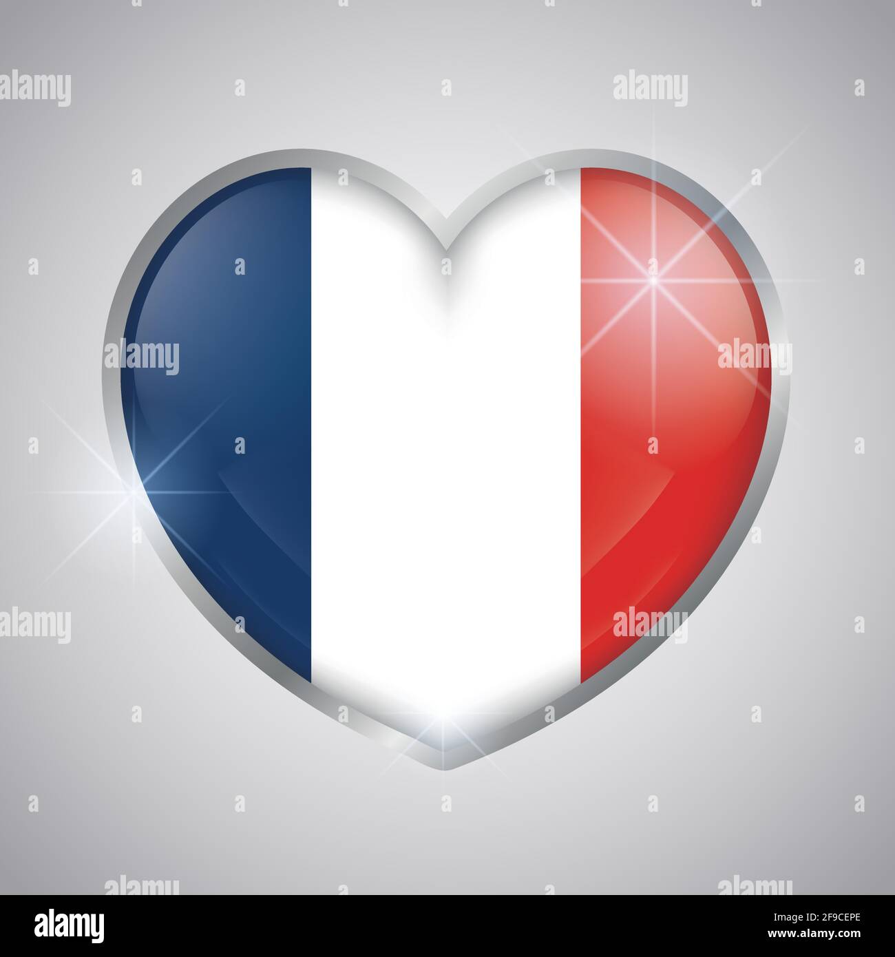 Isolated heart shape with the flag of France - Vector illustration ...