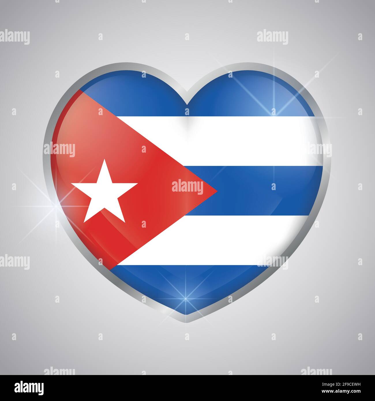Isolated heart shape with the flag of Cuba - Vector illustration Stock ...