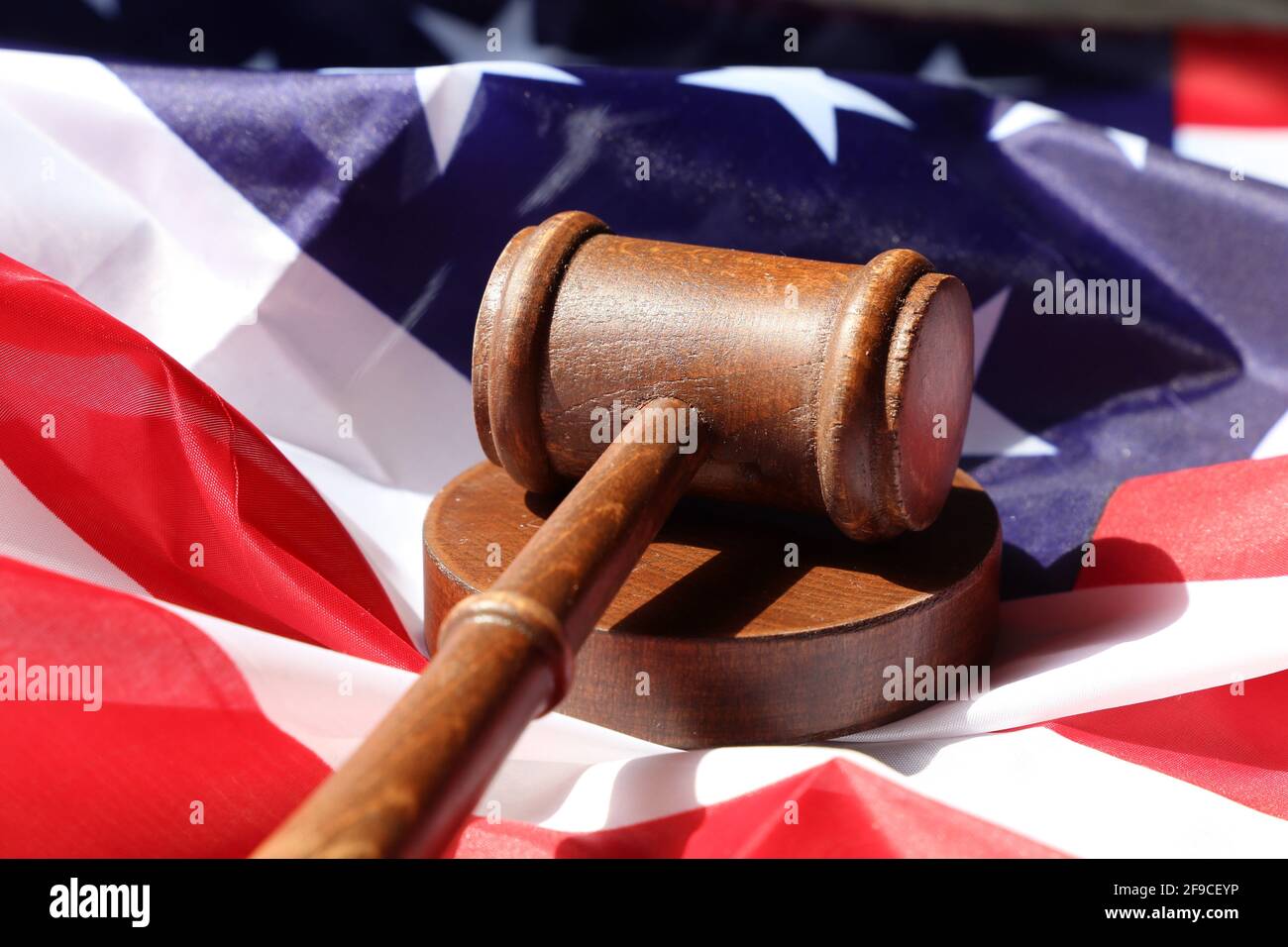 Symbol image: Judges gavel on a USA flag Stock Photo - Alamy