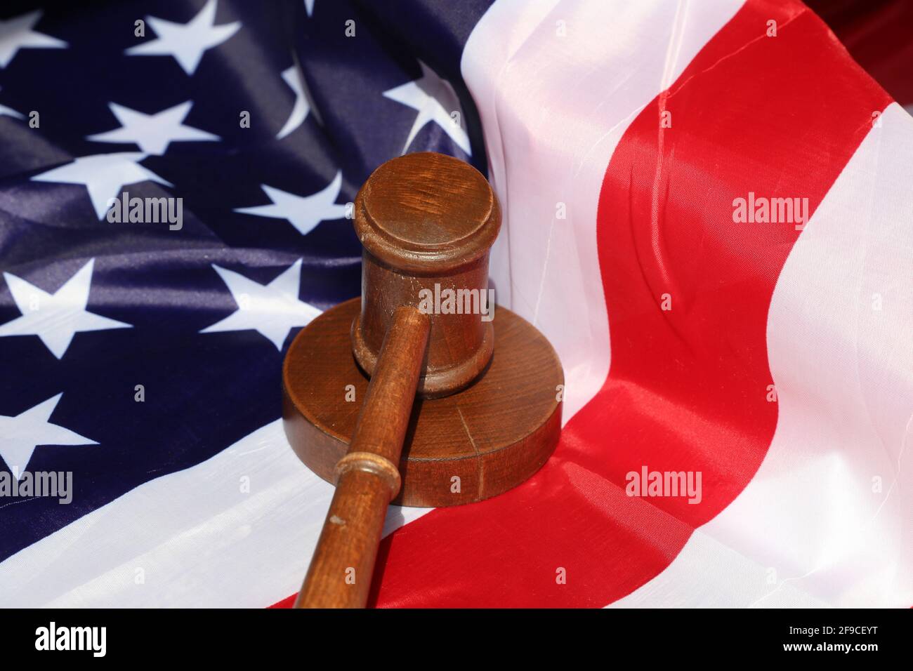Symbol image: Judges gavel on a USA flag Stock Photo - Alamy