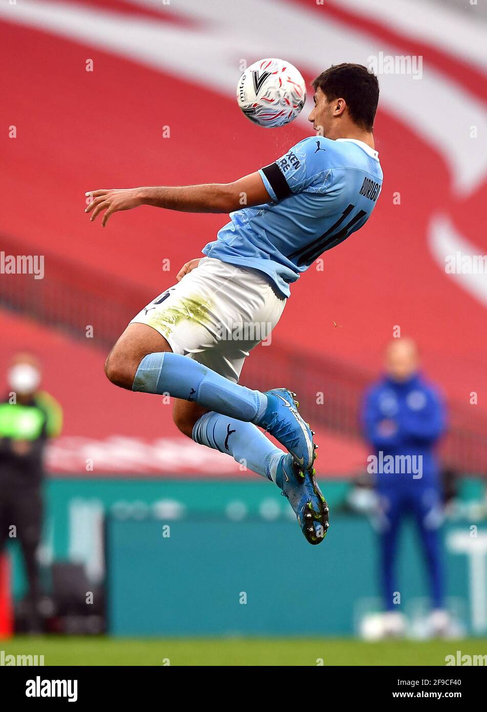 Manchester City's Rodri during the FA Cup semi final match at Wembley ...