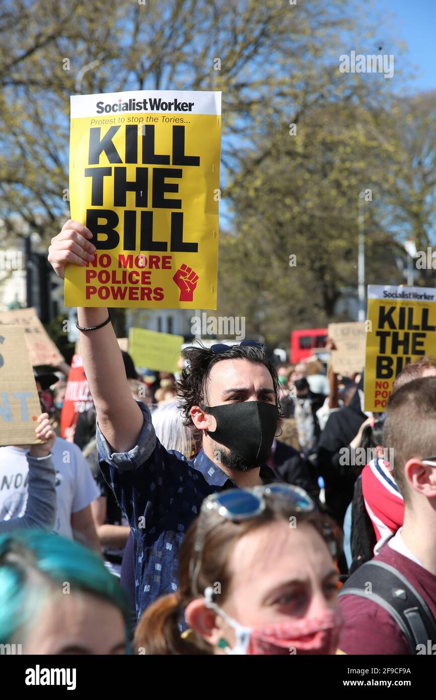 Kill the Bill Protests, Brighton, UK, 17th April 2021 Stock Photo - Alamy