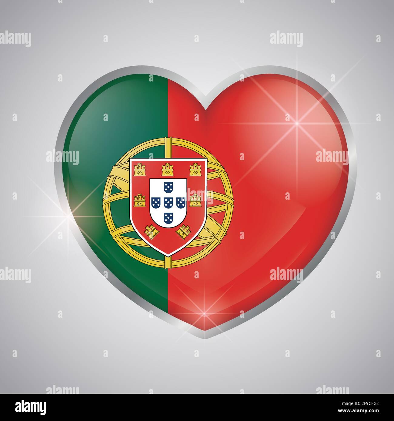 Isolated heart shape with the flag of Portugal - Vector illustration ...