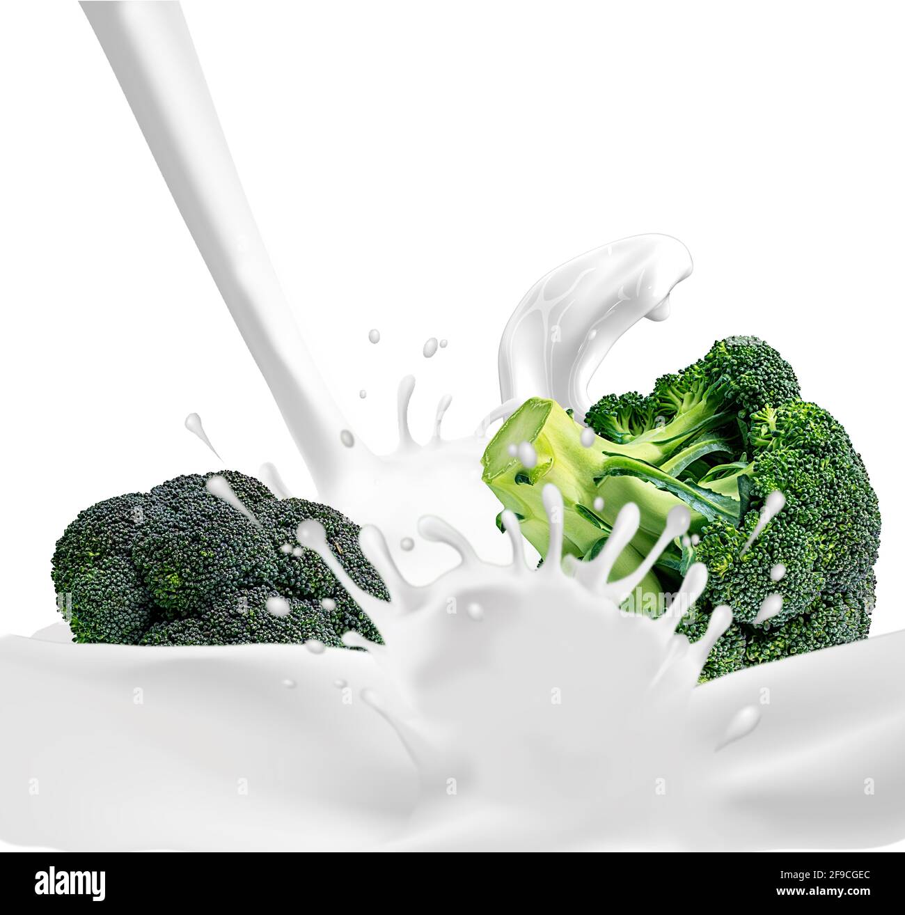broccoli and milk splash, broccoli yogurt ,salad Stock Photo - Alamy