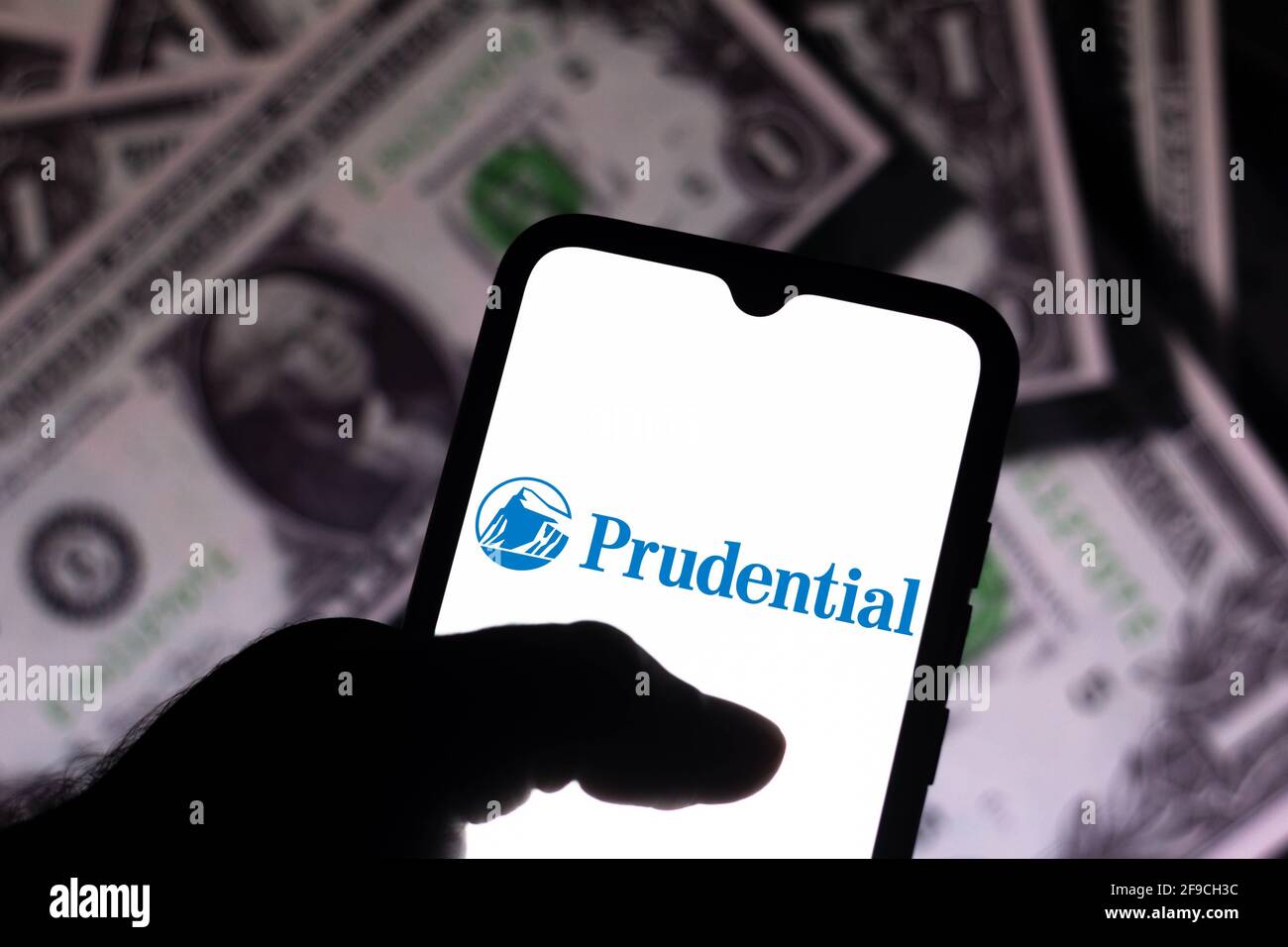In this photo illustration the Prudential Financial logo seen displayed ...